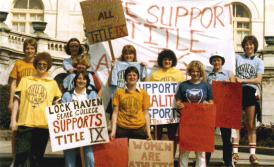 President Richard Nixon signs Title IX barring discrimination on the basis of sex for education ...